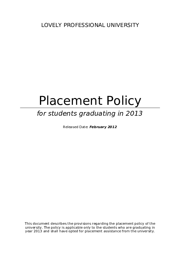 (DOC) Lovely Professional University Placement Policy