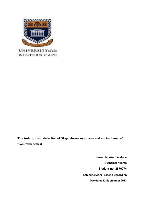 Pdf The Isolation And Detection Of Staphylococcus Aureus And