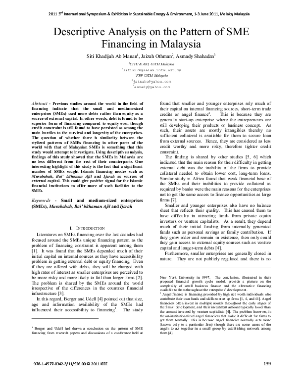 (PDF) Descriptive analysis on the pattern of SME financing in Malaysia