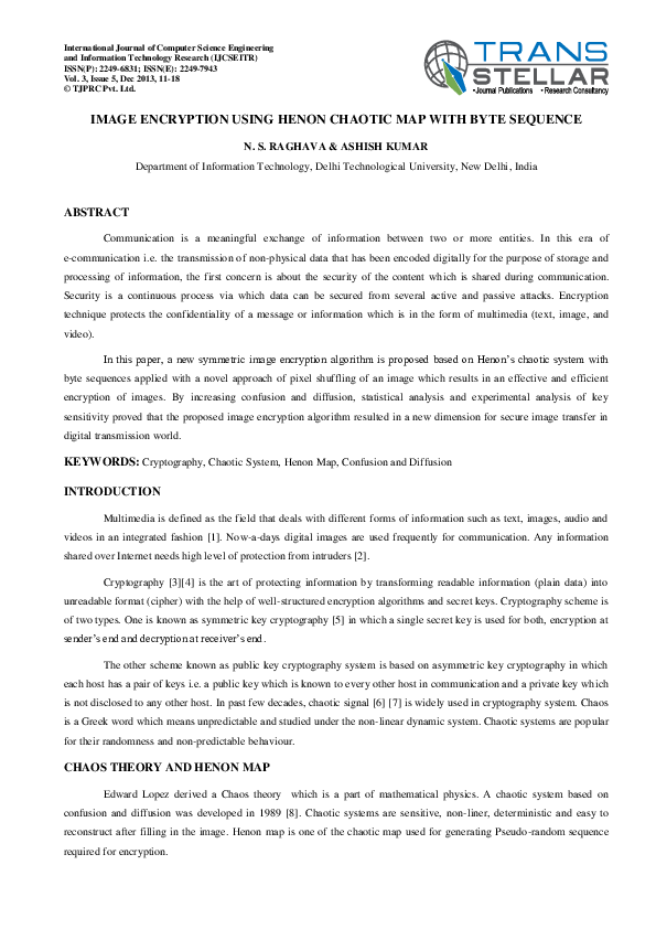 Pdf Image Encryption Using Henon Chaotic Map With Byte Sequence