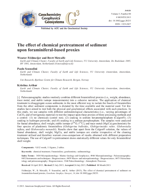 (PDF) The effect of chemical pretreatment of sediment upon ...
