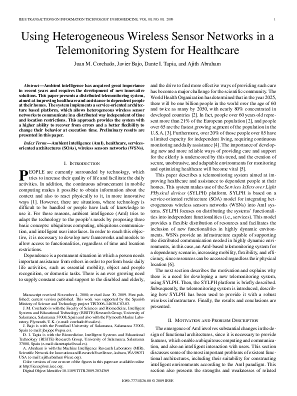 (PDF) Using Heterogeneous Wireless Sensor Networks in a Telemonitoring ...