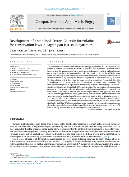 (PDF) Development of a stabilised Petrov-Galerkin Formulation for Conservation Laws in ...
