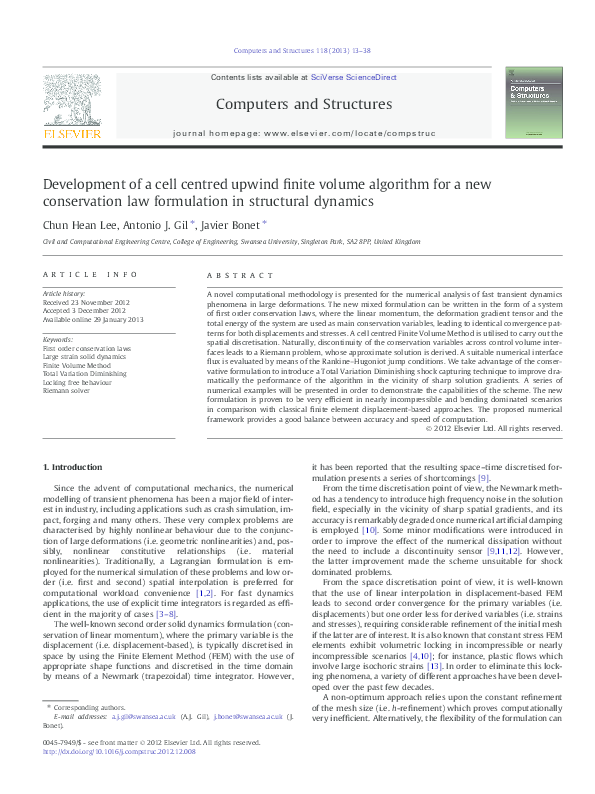 Pdf Development Of A Cell Centred Upwind Finite Volume Algorithm For A New Conservation Law