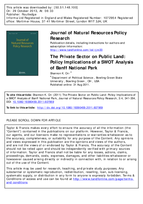 (PDF) The Private Sector on Public Land: Policy Implications of a SWOT ...