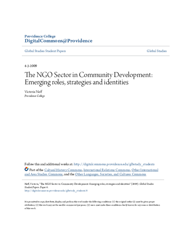 (PDF) The NGO Sector in Community Development: Emerging roles ...