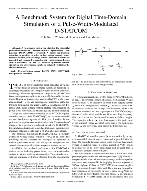 Pdf A Benchmark System For Digital Time Domain Simulation Of A Pulse