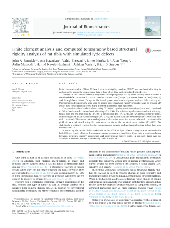 Pdf Finite Element Analysis And Computed Tomography Based Structural