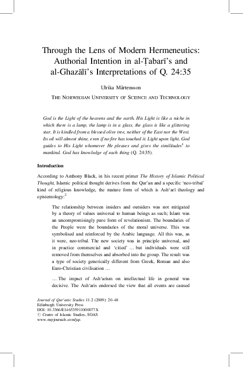 (PDF) Through the Lens of Modern Hermeneutics: Authorial Intention in ...