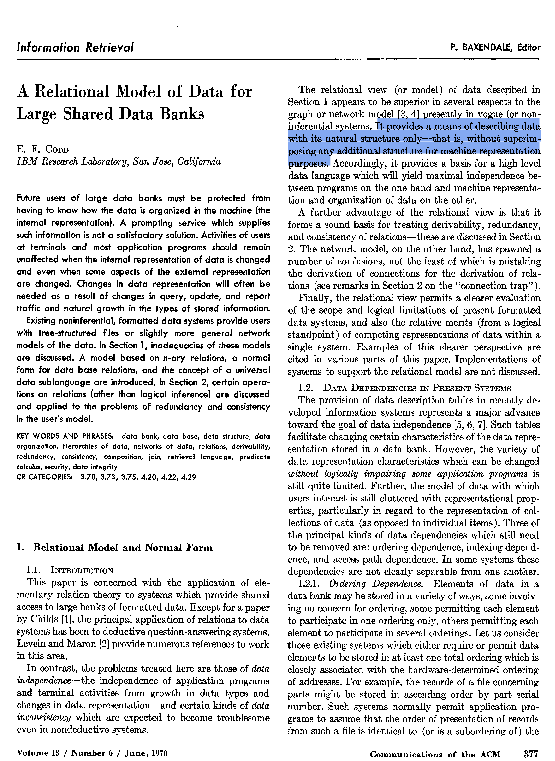 (PDF) Information Retrieval A Relational Model of Data for Large Shared ...