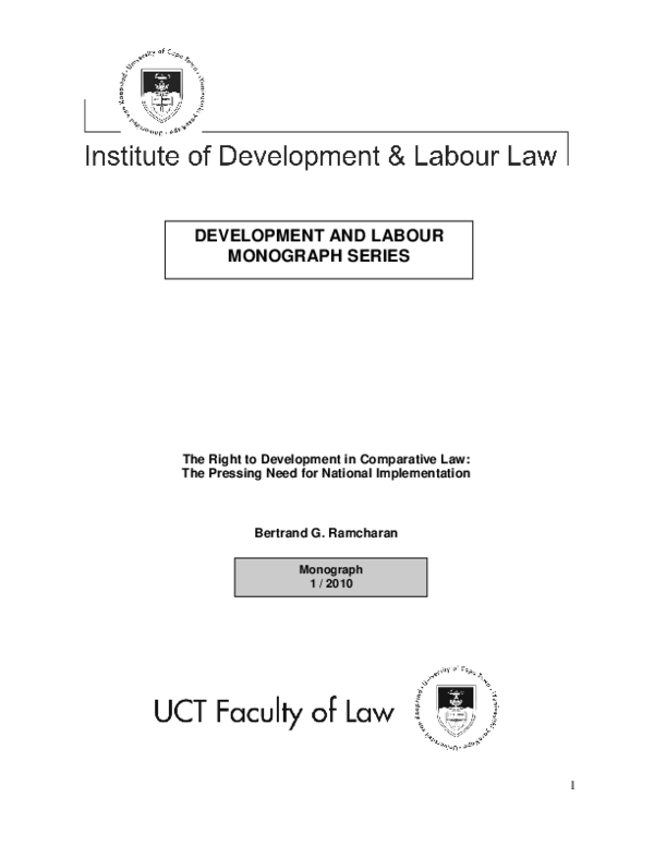 (PDF) The Right to Development in Comparative Law: The Pressing Need ...