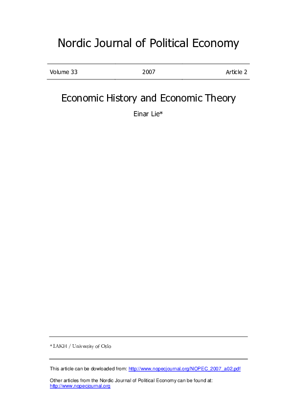 (PDF) Economic History and Economic Theory