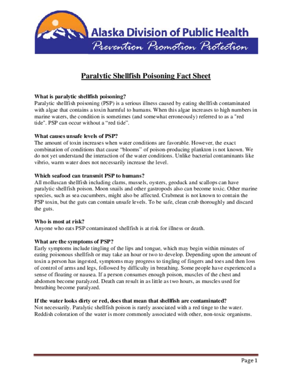 (PDF) Paralytic Shellfish Poisoning Fact Sheet
