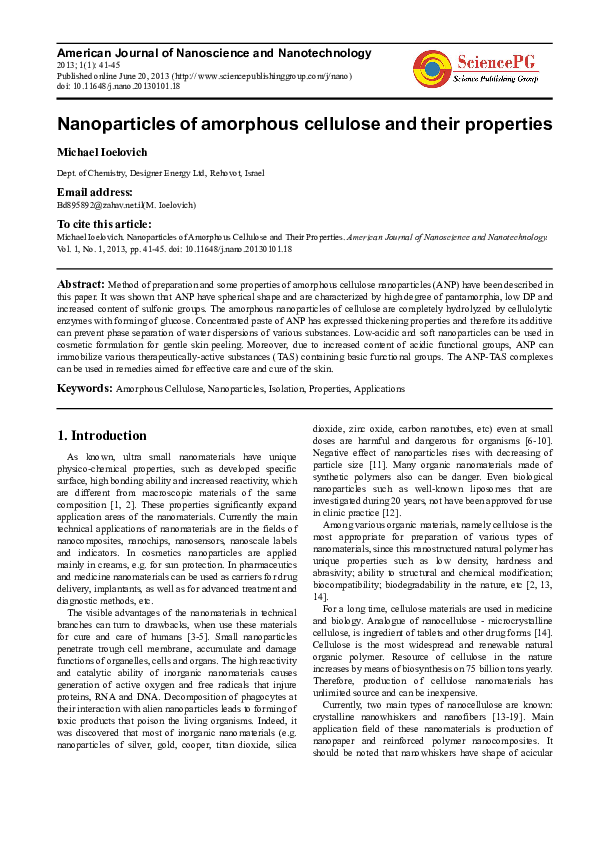 (PDF) Amorphous Nano-Cellulose