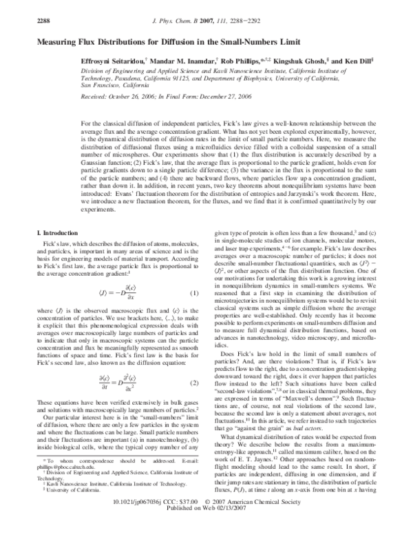 (PDF) Measuring Flux Distributions for Diffusion in the Small-Numbers Limit