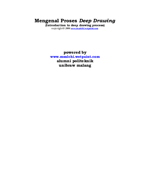 (PDF) Mengenal Proses Deep Drawing