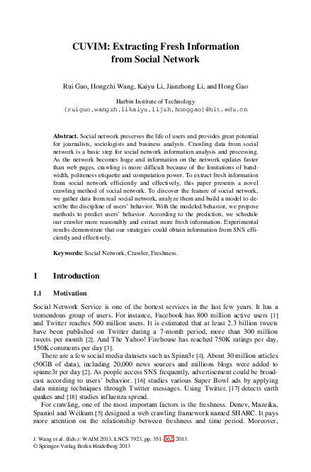 (PDF) CUVIM: Extracting Fresh Information from Social Network