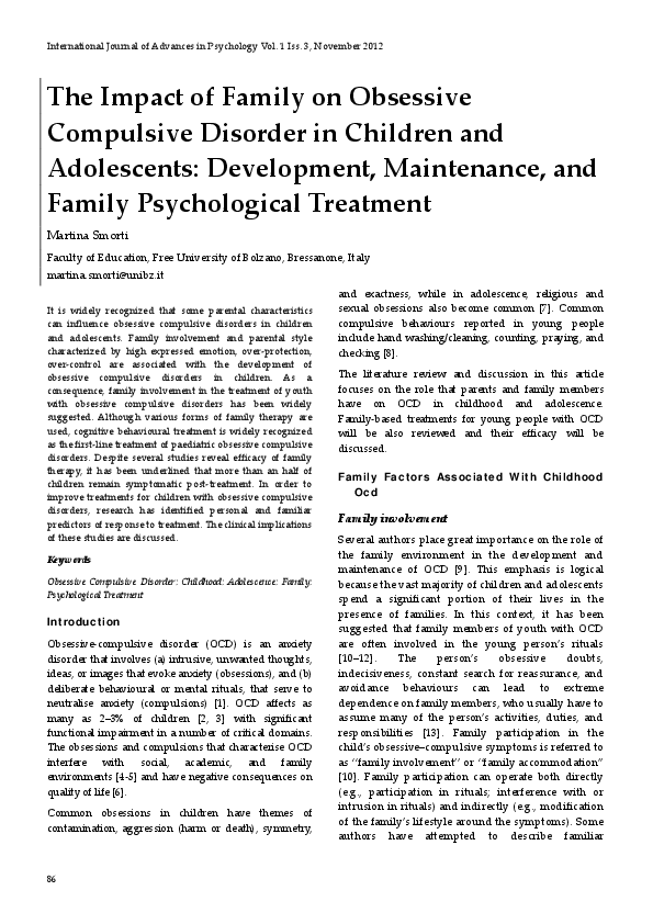 The Impact of Family on Obsessive Compulsive Disorder in Children and ...