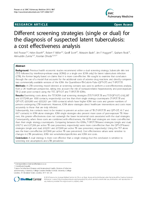 (PDF) Disparities in model-based cost-effectiveness analyses of tuberculosis diagnosis: A ...