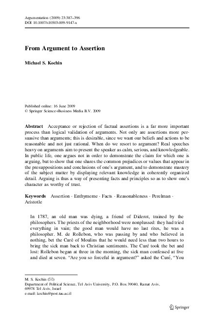 (PDF) From Argument to Assertion