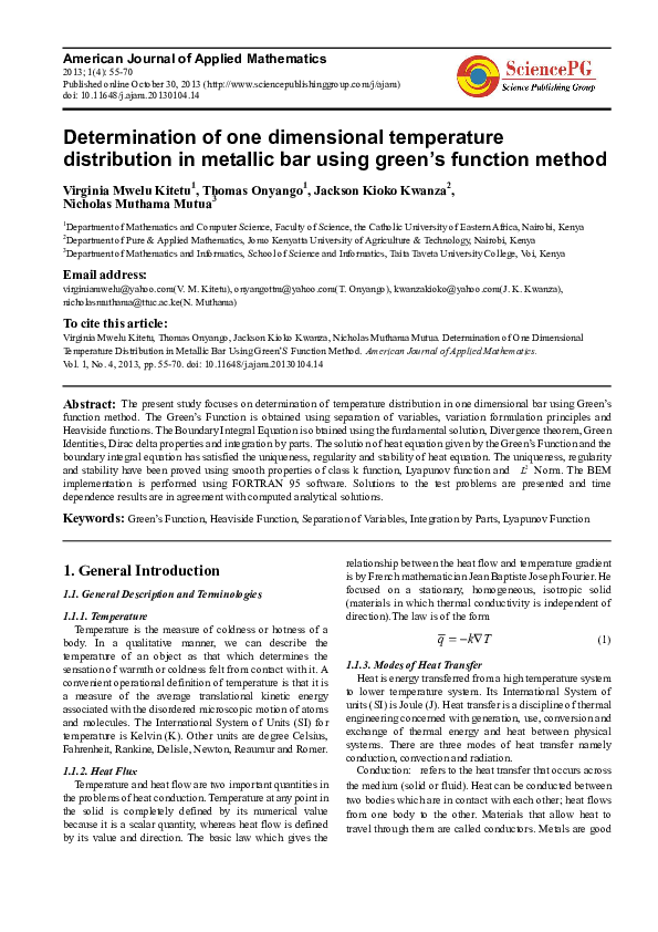 (PDF) Determination of one dimensional temperature distribution in ...