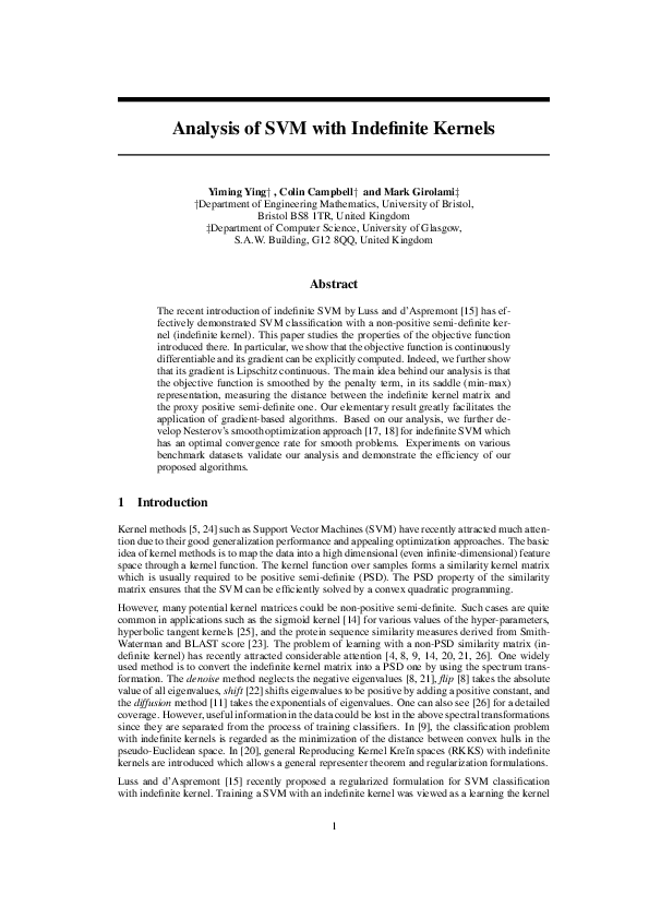 (PDF) Analysis of SVM with Indefinite Kernels