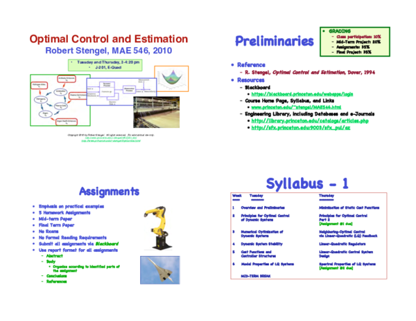 (PDF) Optimal Control and Estimation