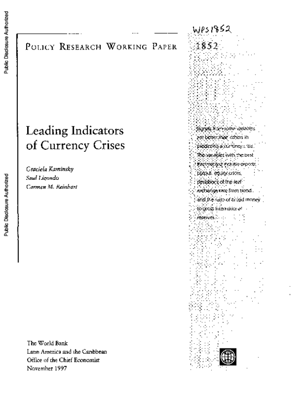 (PDF) Leading Indicators of Currency Crises