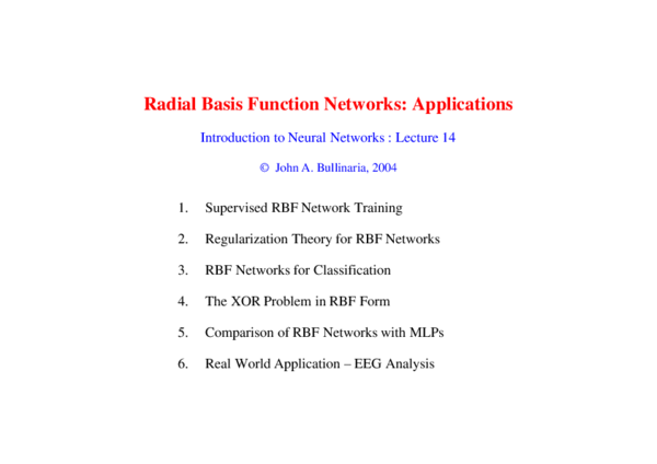 Pdf Radial Basis Function Networks Applications Introduction To