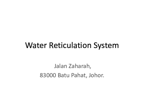 (PPT) Water Reticulation System