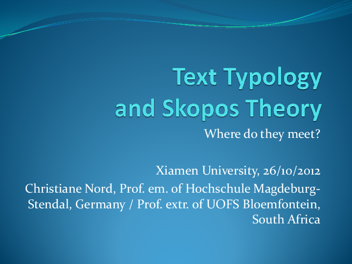 (PDF) NORD Text Typology and Skopos Theory