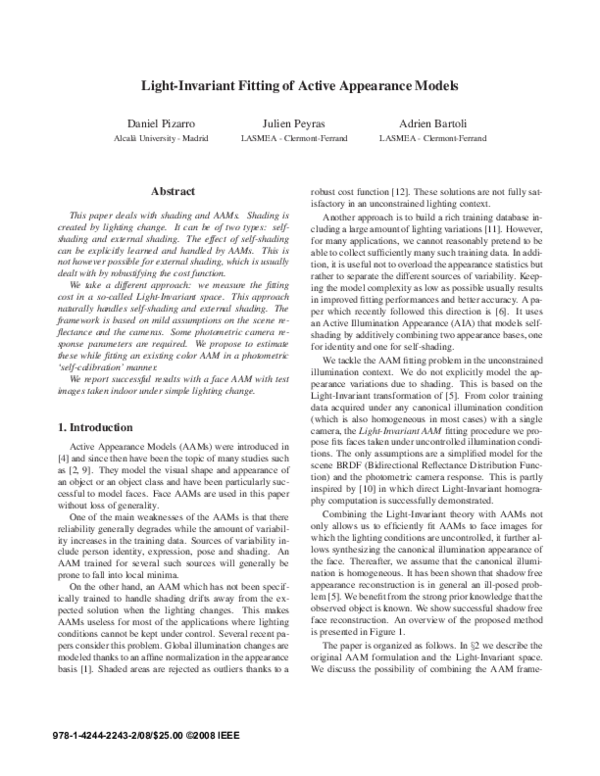 (PDF) Light-invariant fitting of active appearance models