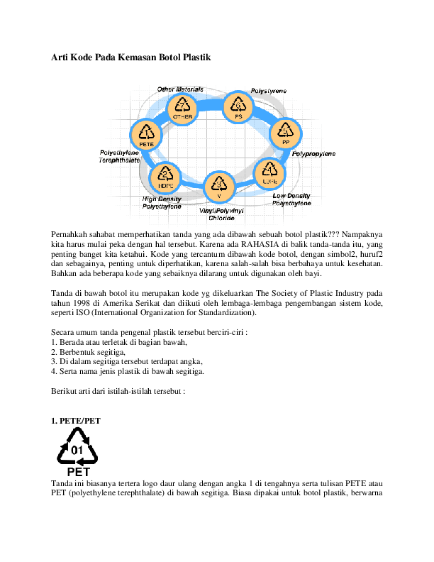 (DOC) Arti Kode Pada Kemasan Botol Plastik