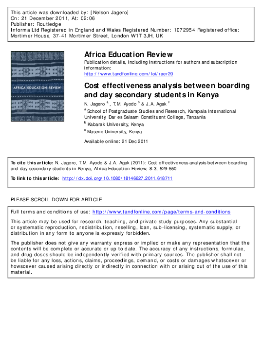 (PDF) Africa Education Review Cost effectiveness analysis between ...