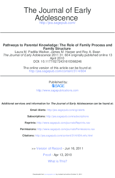 (PDF) Family Structure Pathways to Parental Knowledge: The Role of ...