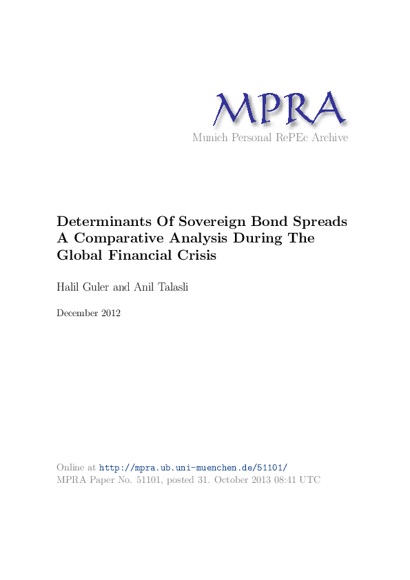(PDF) Determinants Of Sovereign Bond Spreads A Comparative Analysis ...