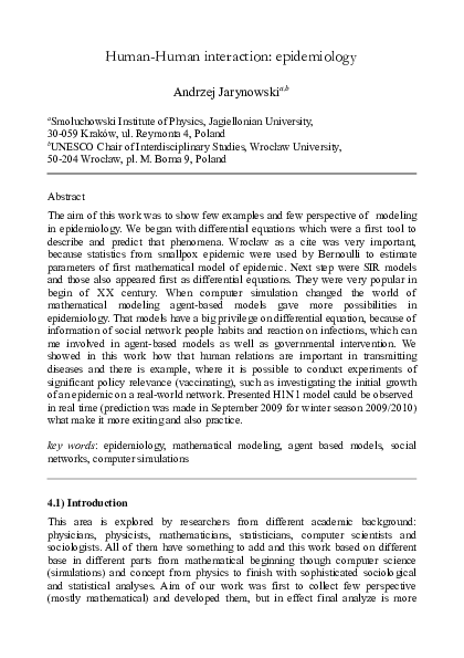 (PDF) Human-Human interaction: epidemiology