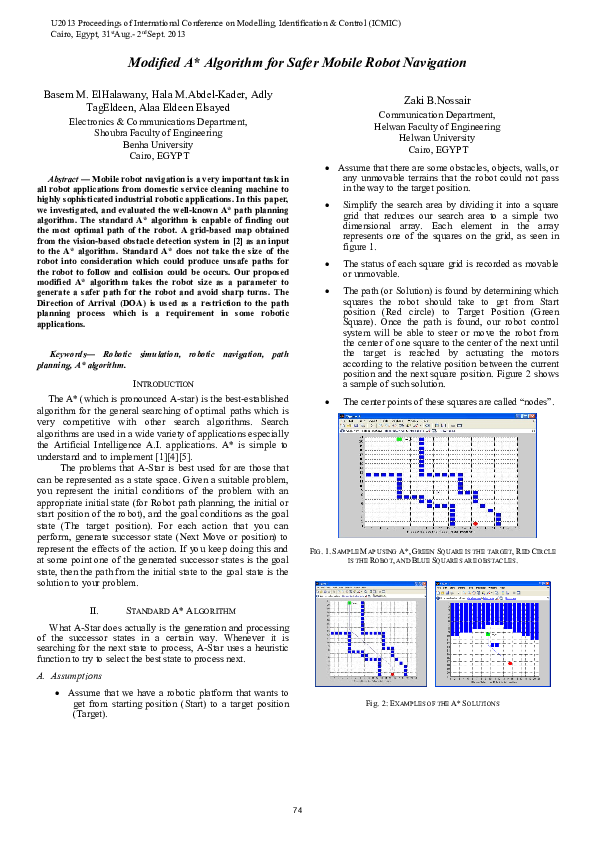 Pdf Modified A Algorithm For Safer Mobile Robot Navigation Basem M El Halawany
