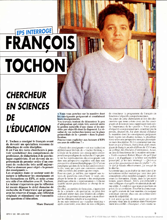(PDF) EPS interroge François Victor Tochon. EPS, 35, 1992.