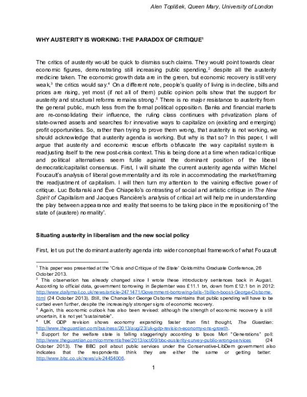 (PDF) Why Austerity Is Working: The Paradox of Critique