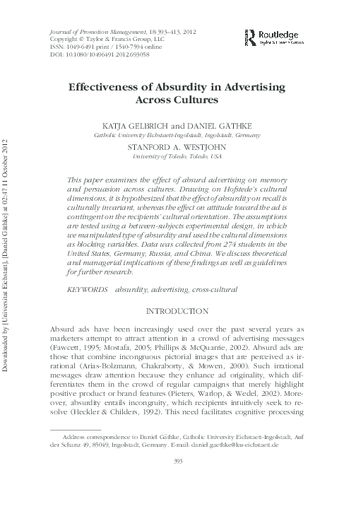(PDF) "Anthropomorphism and Allegory in Advertising Across Cultures ...