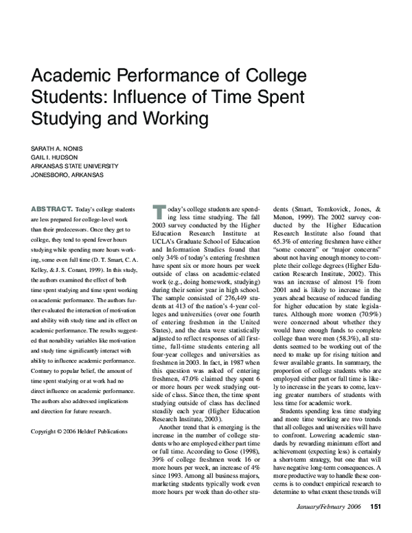 (PDF) Academic Performance of College Students