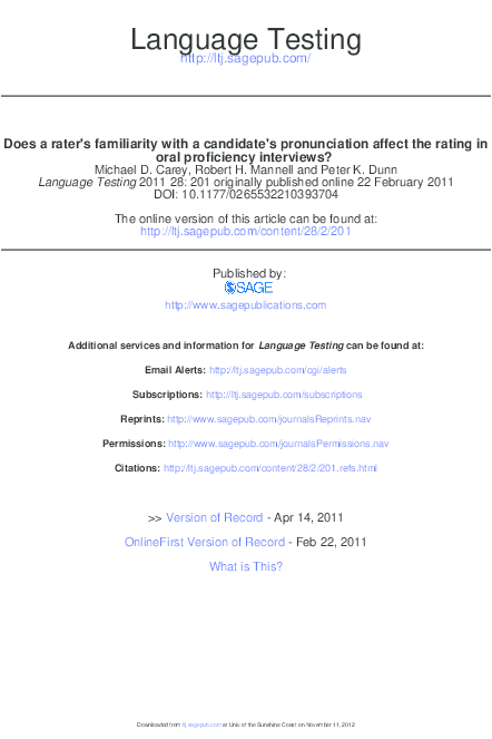 (PDF) Does a rater’s familiarity with a candidate’s pronunciation ...