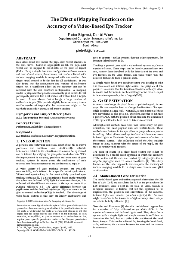(PDF) The Effect of Mapping Function on the Accuracy of a Video-Based ...