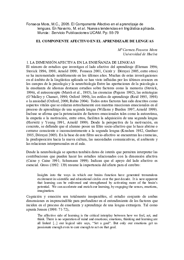 (DOC) EL COMPONENTE AFECTIVO EN EL APRENDIZAJE DE LENGUAS