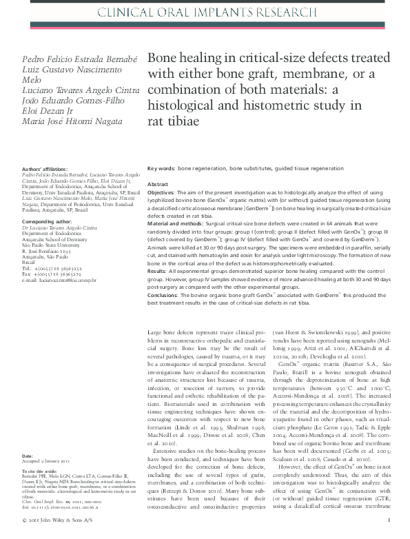 (PDF) Bone healing in critical-size defects treated with either bone ...