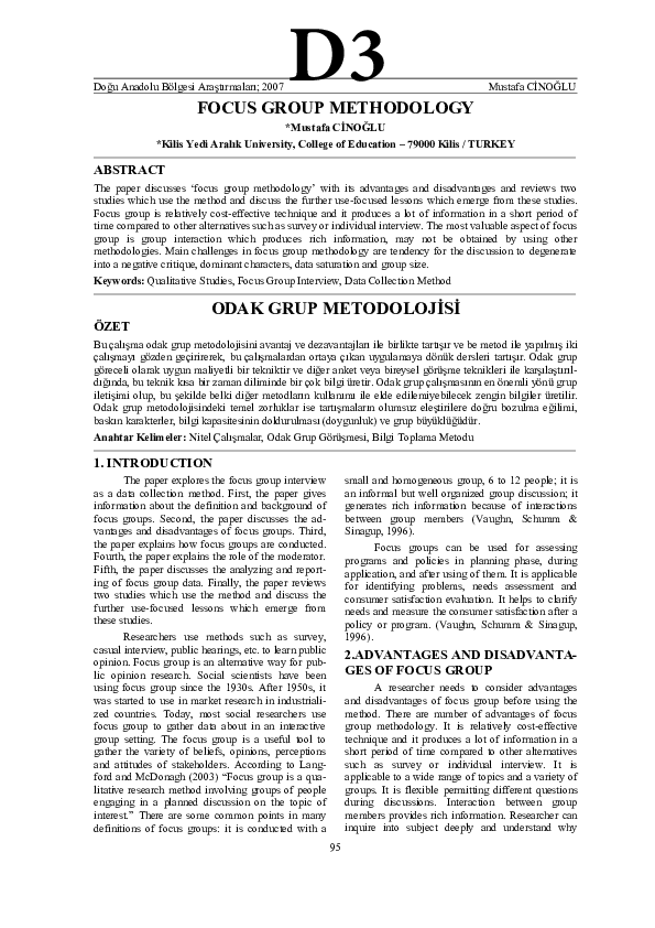 (PDF) FOCUS GROUP METHODOLOGY