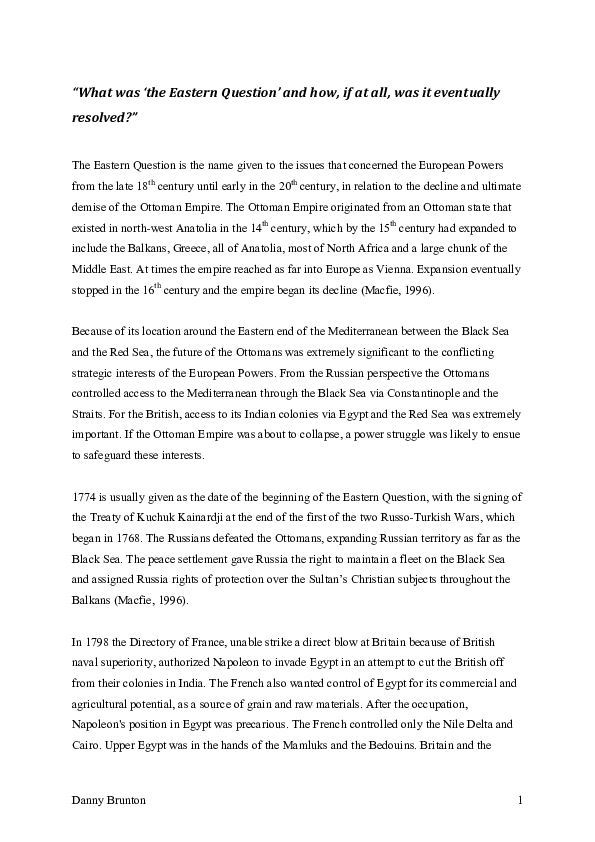 The 'eastern question'