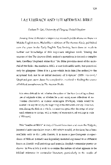 (PDF) LAY LITERACY AND THE MEDIEVAL BIBLE