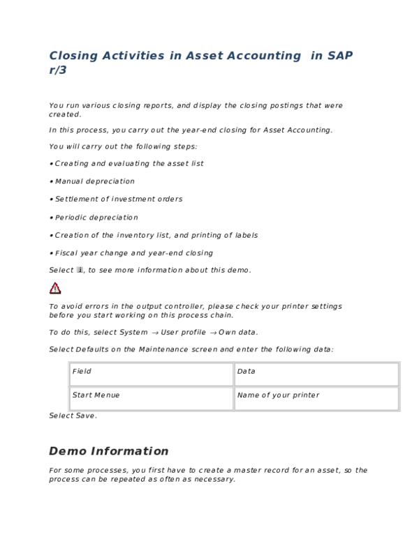 (DOC) Closing Activities in Asset Accounting in SAP r/3